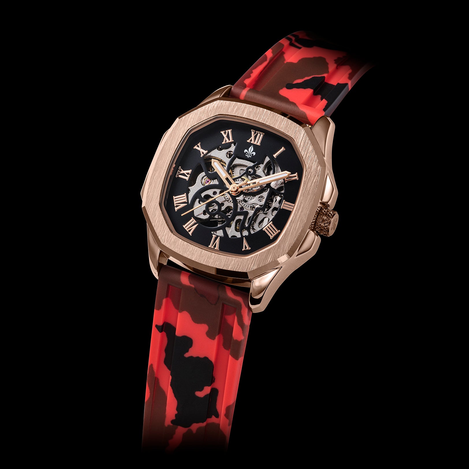 Red Camo Strap With Rose Gold Buckle | Ralph Christian Watches