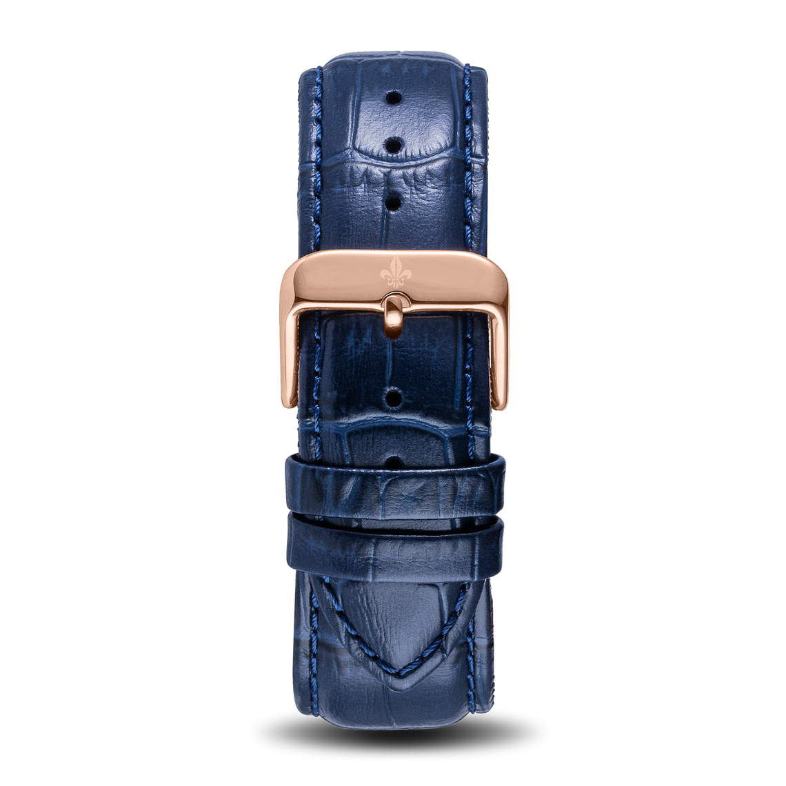 Blue Croc Pattern Leather Strap | Rose Gold Buckle | Ralph Christian