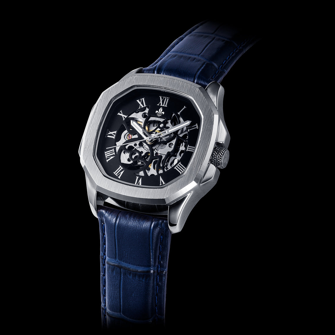Blue Croc Pattern Leather Strap | Silver Buckle | Ralph Christian Watches